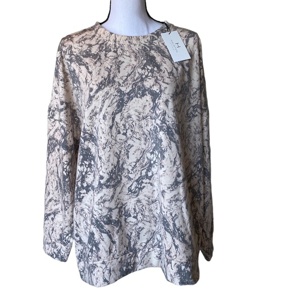 H by Halston | Tops | H By Halston Womens Pink Blush Gray Marble Crew ...
